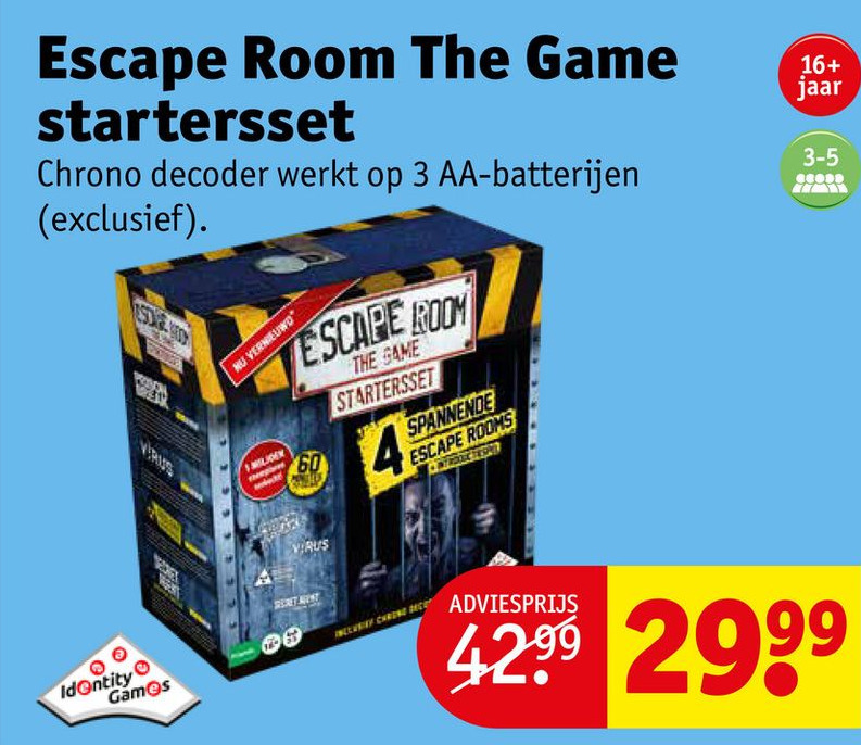 Escape Room The Game startersset Chrono decoder werkt op 3 AA ...
