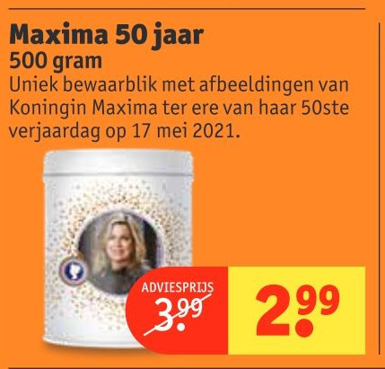 Maxima 50 jaar 500 gram aanbieding bij Kruidvat