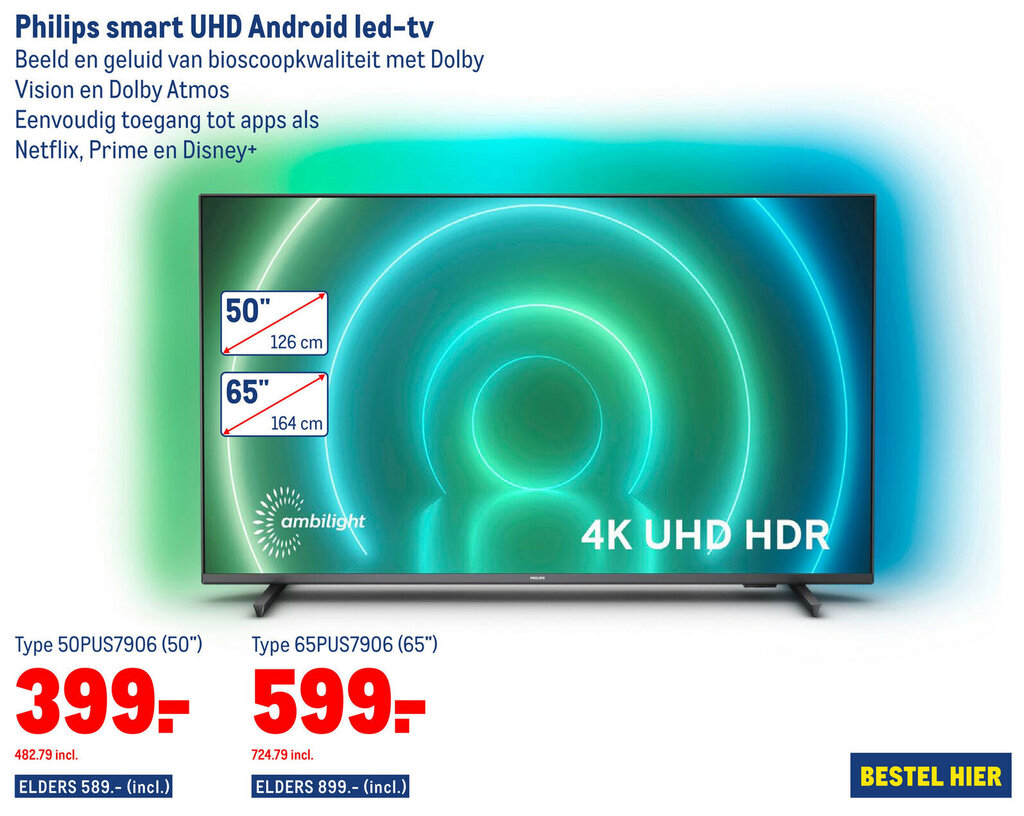 Philips smart UHD Android led-tv aanbieding bij Makro