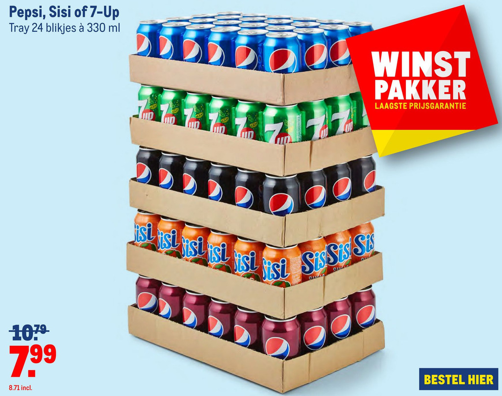 Pepsi, Sisi of 7-Up Tray 24 blikjes à 330 ml aanbieding bij Makro