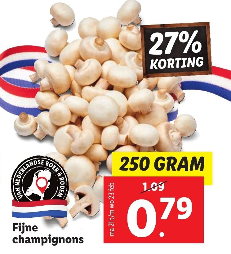 Fijne champignons 250g aanbieding bij Lidl