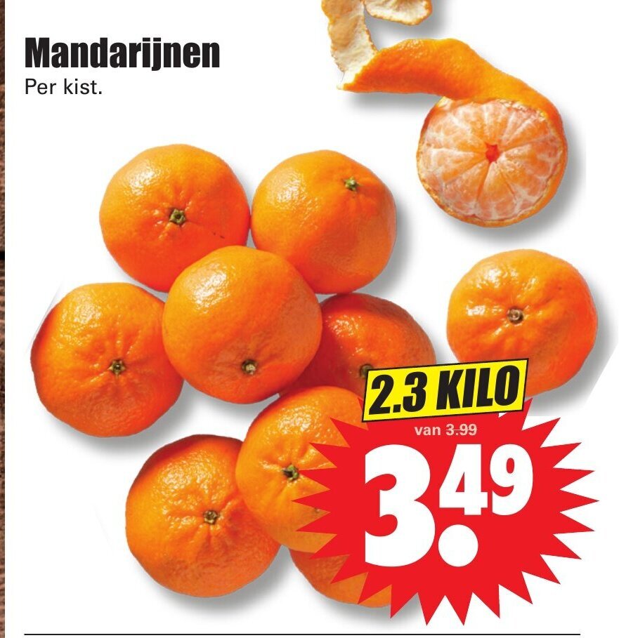 Mandarijnen 2.3 kilo per kist aanbieding bij Dirk