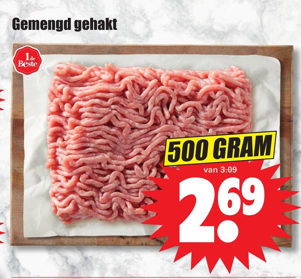 Gemengd gehakt 500 gram aanbieding bij Dirk