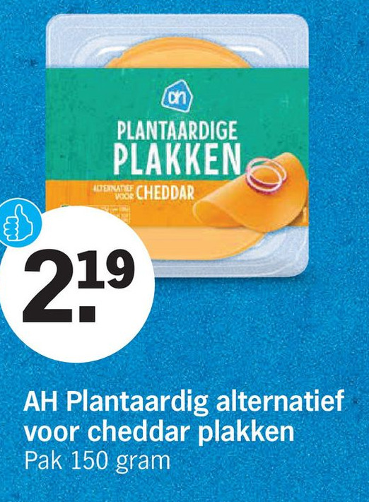 AH Plantaardig alternatief voor cheddar plakken aanbieding bij Albert Heijn