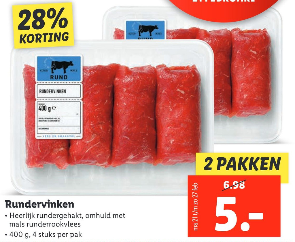Rundervinken aanbieding bij Lidl