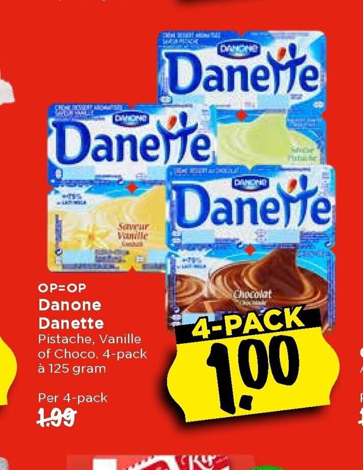 Danone Danette per 4-pack aanbieding bij Vomar
