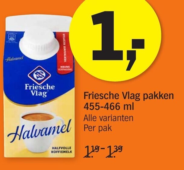 Friesche Vlag pakken 455-466ml aanbieding bij Albert Heijn