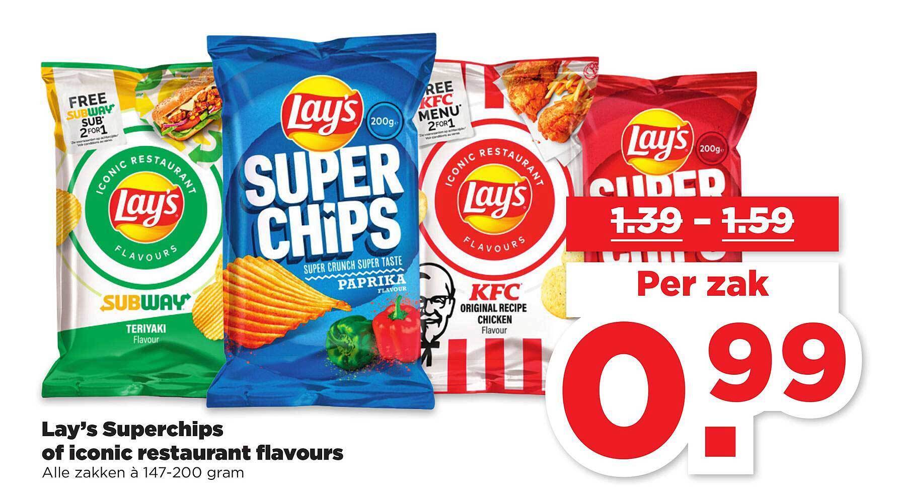 Lay's superchips of iconic restaurant flavours aanbieding bij PLUS