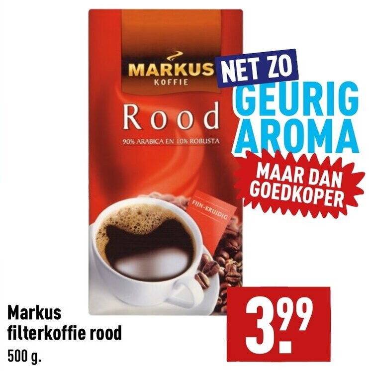 Markus filterkoffie rood 500g aanbieding bij ALDI