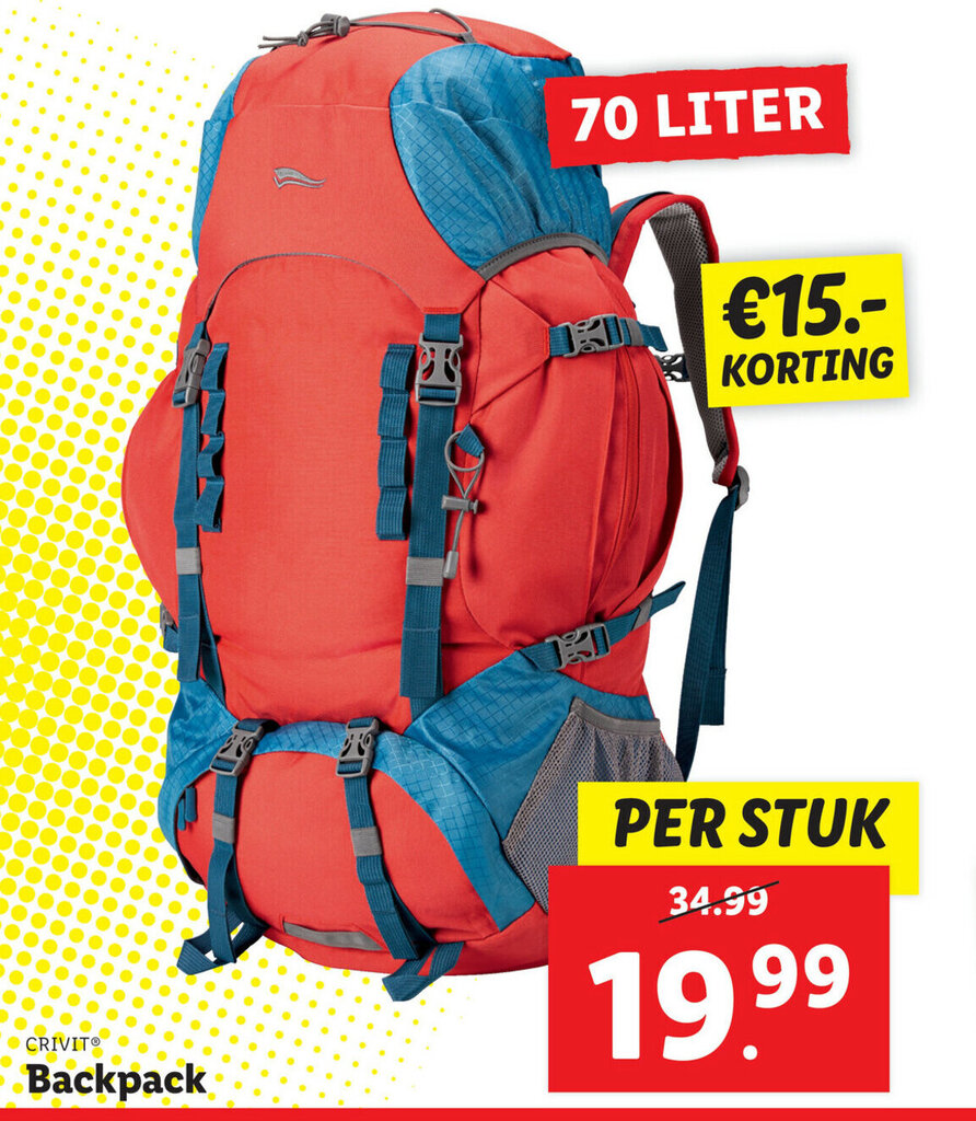 Crivit Backpack 70 liter per stuk aanbieding bij Lidl