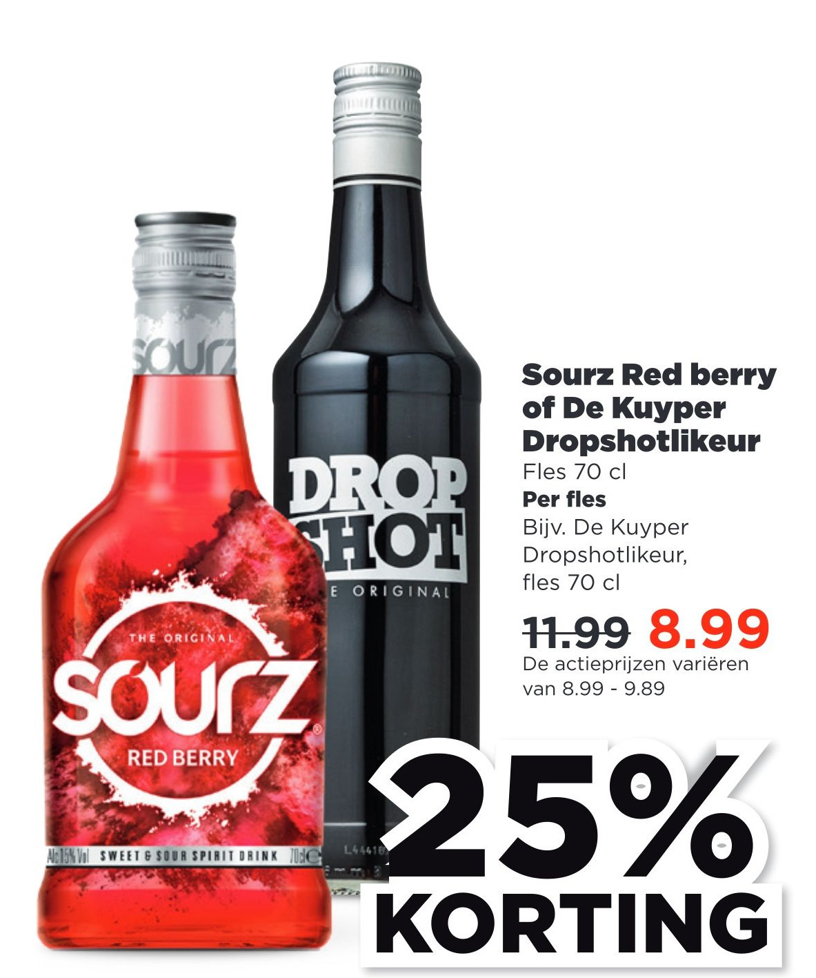 Sourz Red berry of De Kuyper Dropshotlikeur aanbieding bij PLUS