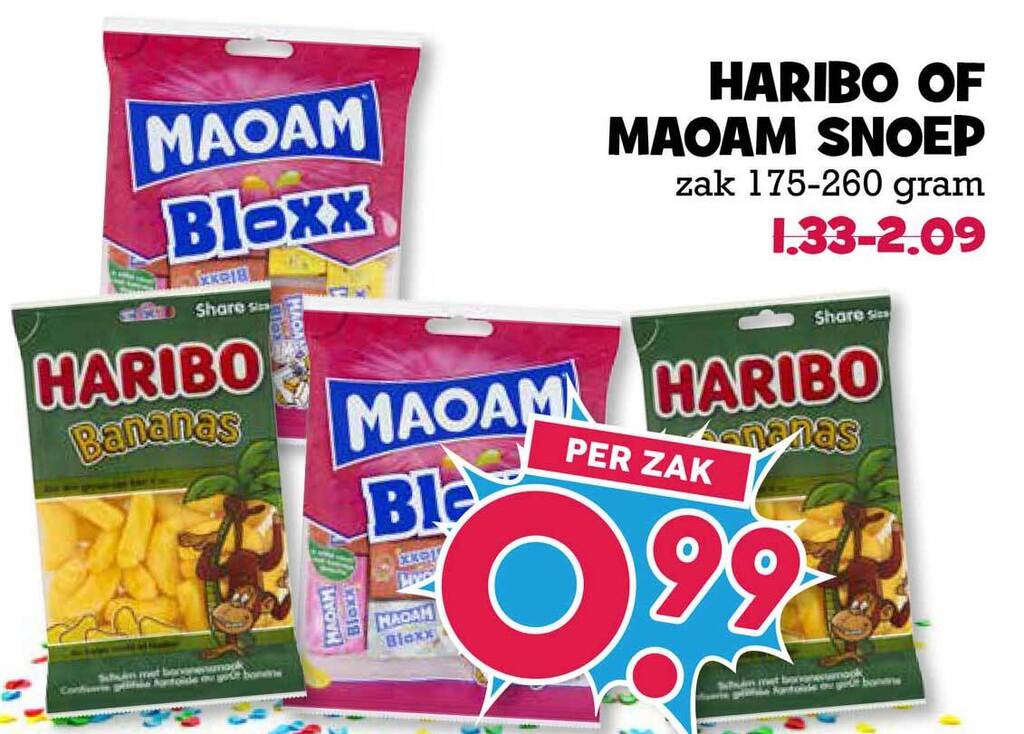 Haribo of maoam snoep aanbieding bij Boon`s Markt