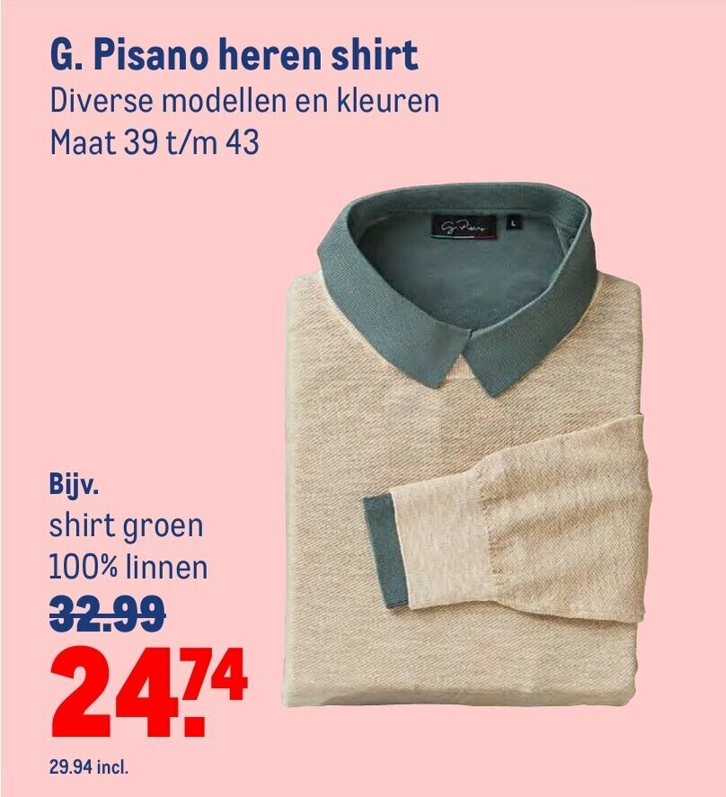 G. Pisano heren shirt aanbieding bij Makro