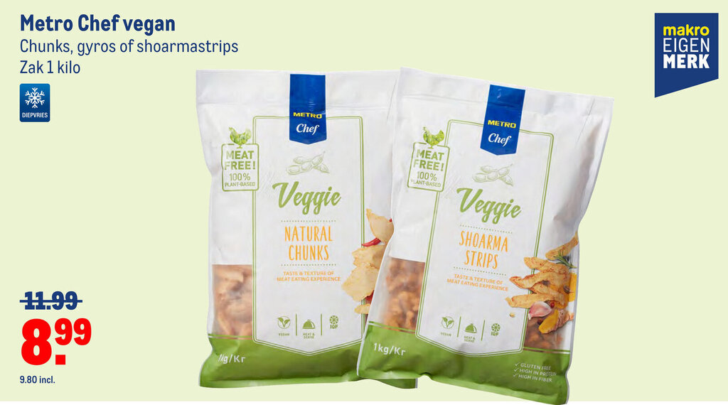 Metro chef vegan aanbieding bij Makro