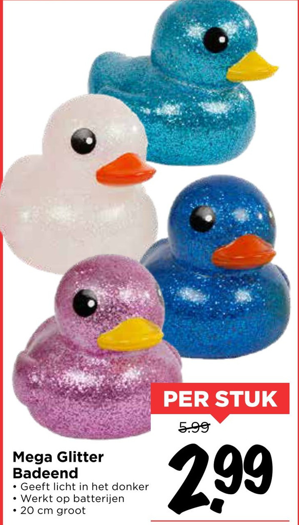 Mega Glitter Badeend aanbieding bij Vomar Voordeelmarkt