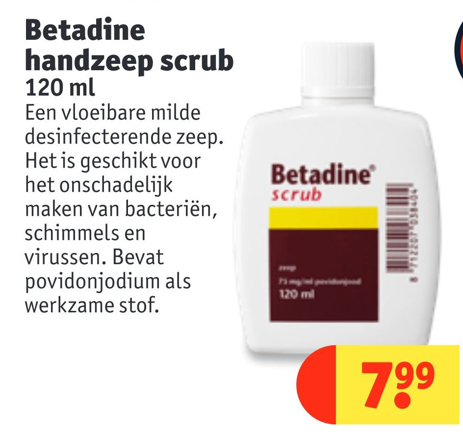 Betadine handzeep scrub aanbieding bij Kruidvat