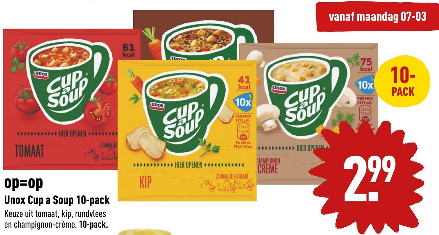 Unox cup a soup 10-pack aanbieding bij ALDI