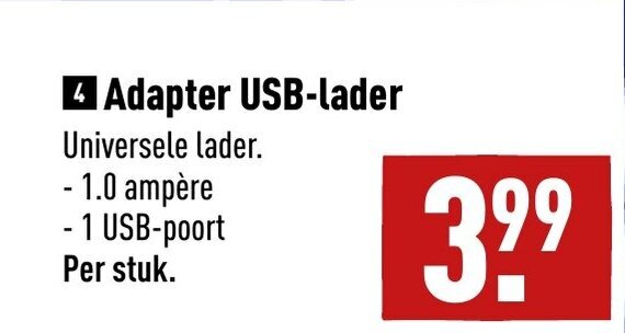 Adapter USB-lader aanbieding bij ALDI