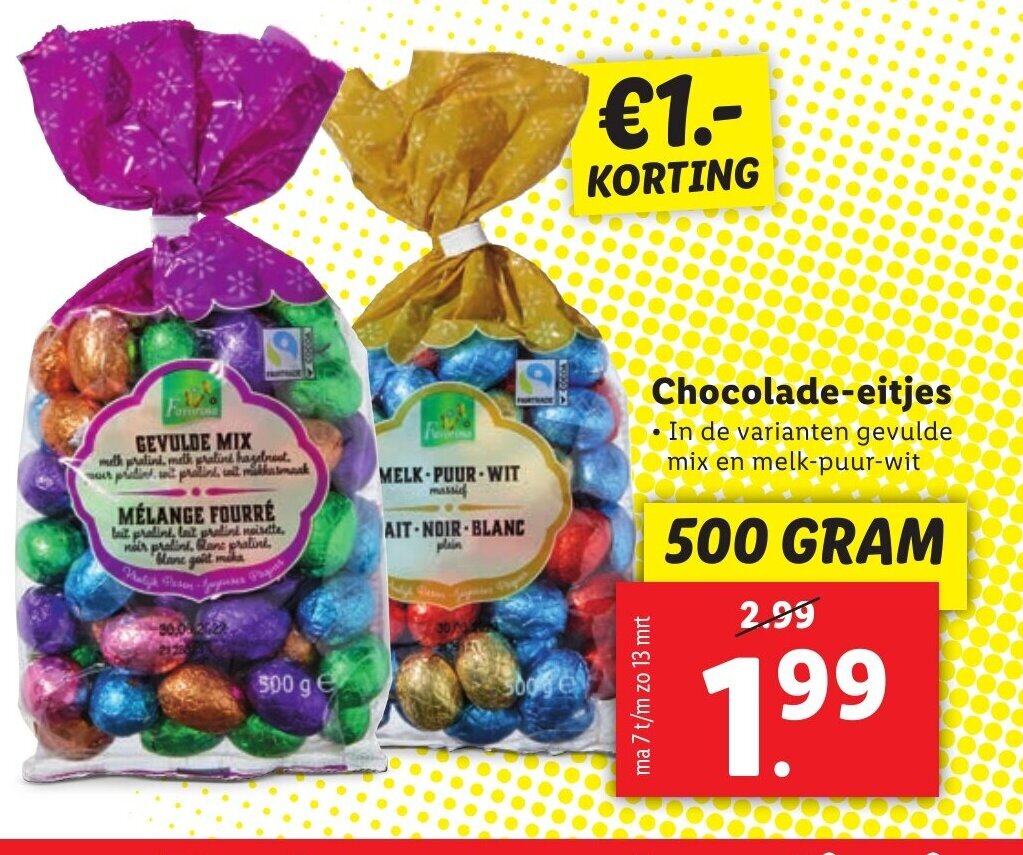Chocolade-eitjes 500g aanbieding bij Lidl