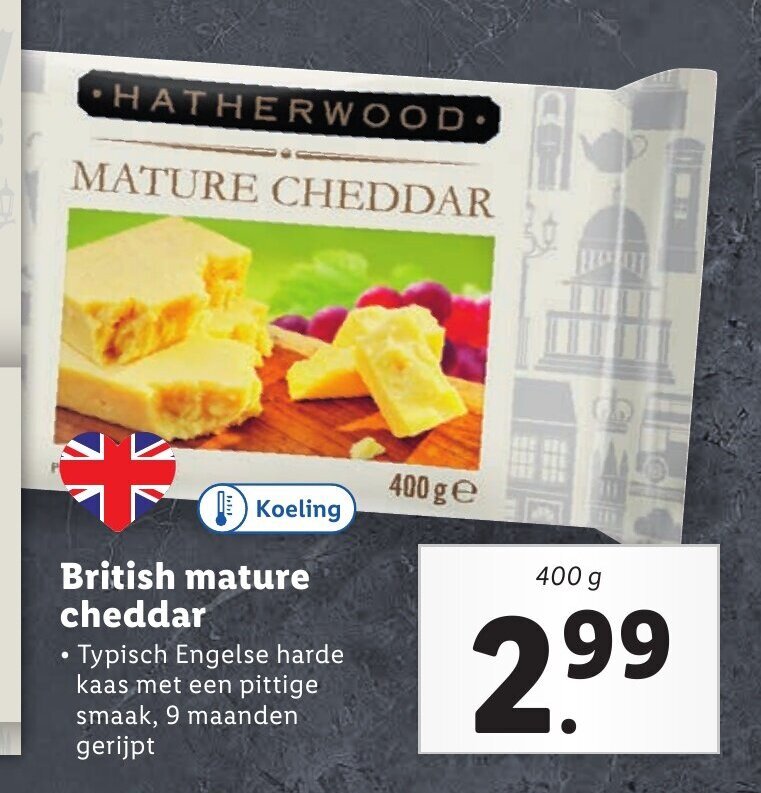 British mature cheddar 400g aanbieding bij Lidl