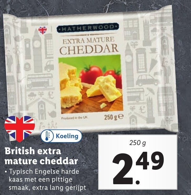 British extra mature cheddar 250g aanbieding bij Lidl