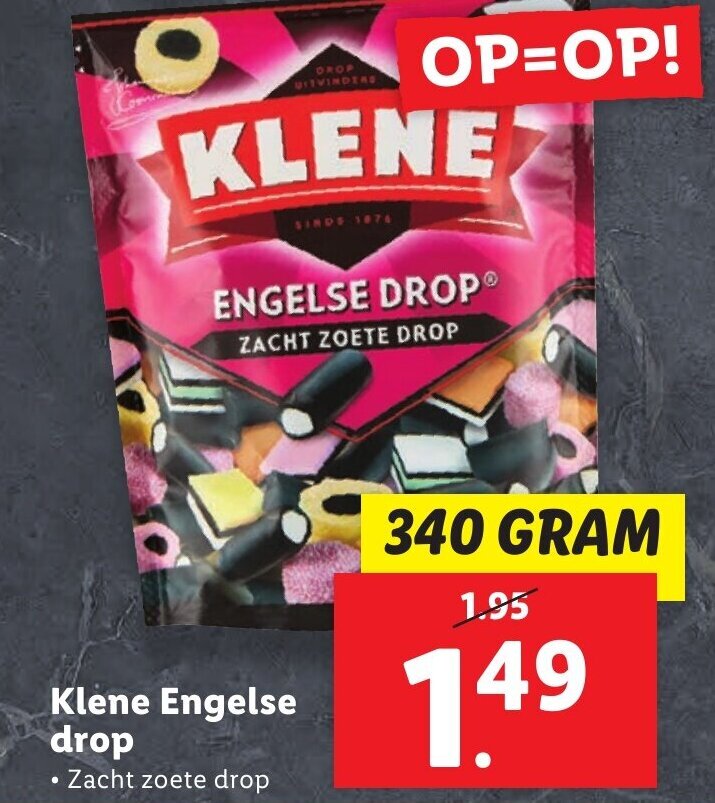 Klene engelse drop 340g aanbieding bij Lidl