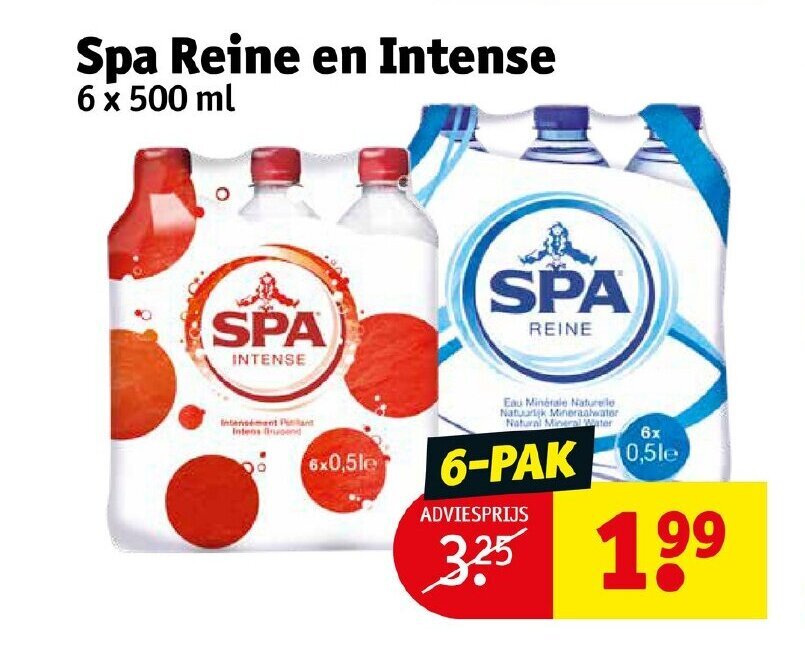 Spa reine en intense 6 x 500ml aanbieding bij Kruidvat