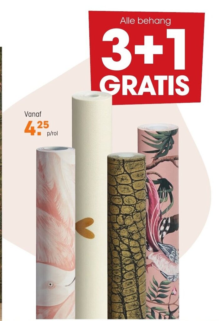 Alle behang 3+1 gratis aanbieding bij Kwantum