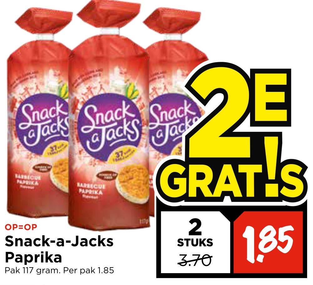 OP=OP Snack-a-Jacks Paprika 2e gratis aanbieding bij Vomar Voordeelmarkt