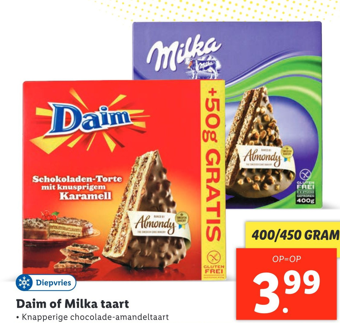 Daim of Milka taart aanbieding bij Lidl