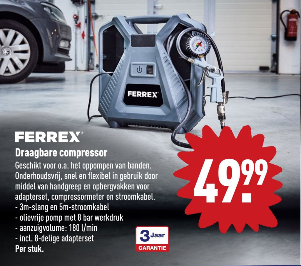 FERREX Draagbare compressor aanbieding bij ALDI