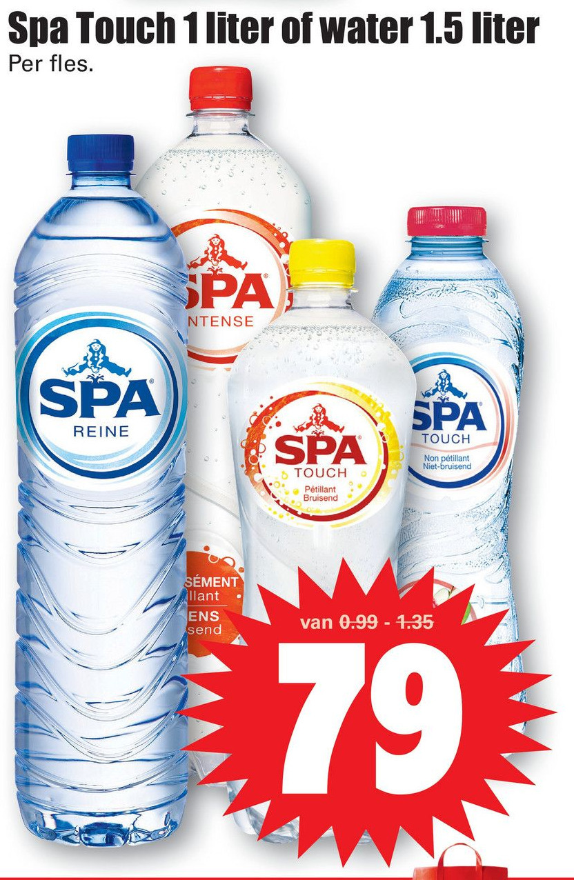 Spa Touch 1 liter of water 1.5 liter aanbieding bij Dirk