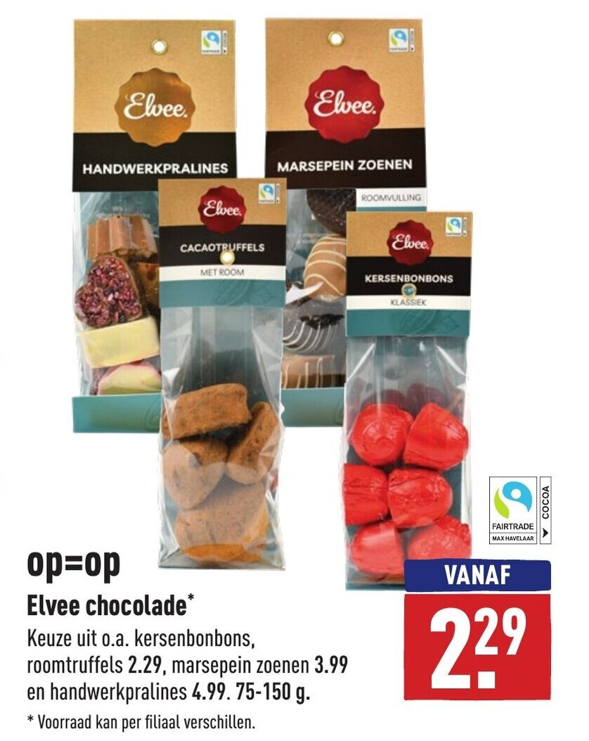 Elvee chocolade aanbieding bij ALDI