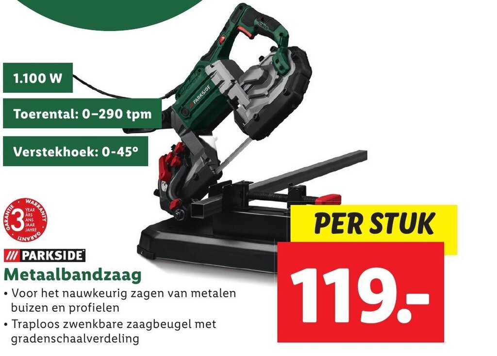 Parkside Metaalbandzaag 1100W aanbieding bij Lidl