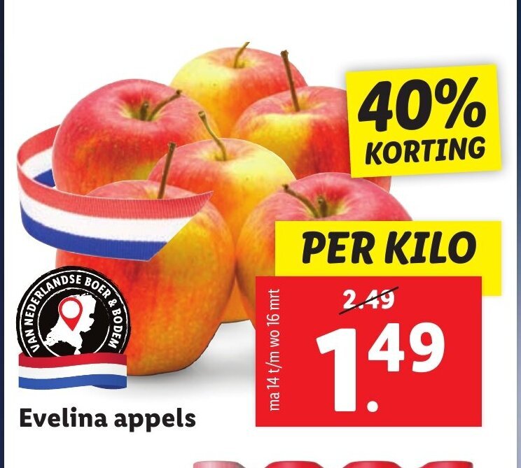 Evelina appels per kilo aanbieding bij Lidl