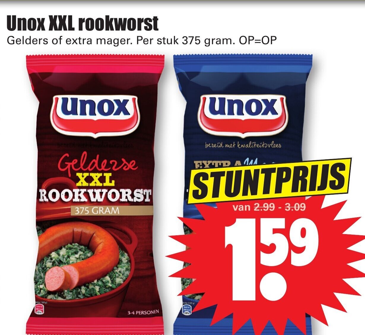 Unox XXL rookworst aanbieding bij Dirk