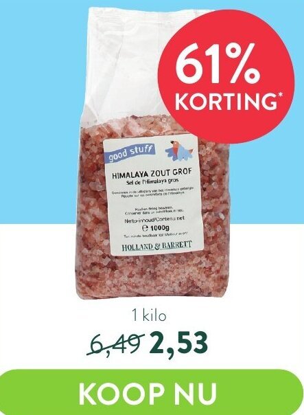 Himalaya Zout Grof 1 kilo aanbieding bij Holland & Barrett