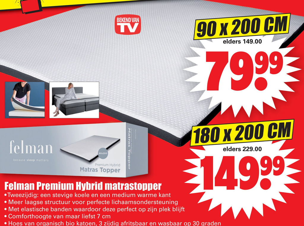 Felman Premium Hybrid matrastopper aanbieding bij Dirk