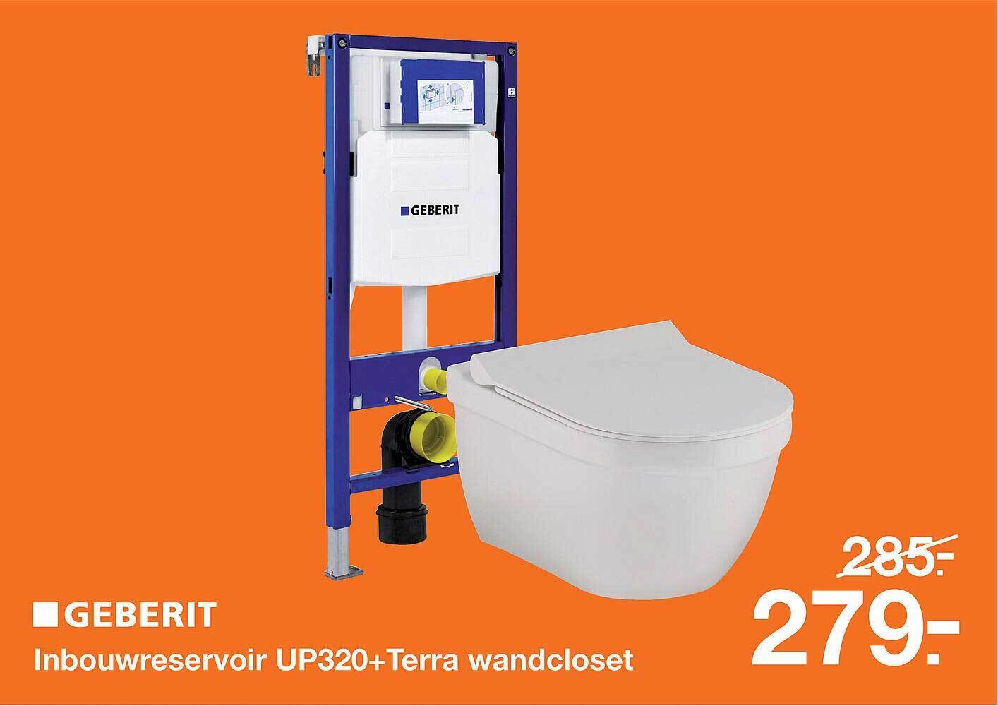 Geberit Inbouwreservoir UP320+Terra Wandcloset aanbieding bij BOUWMAAT