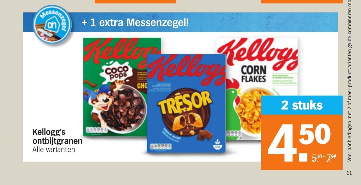 Kellogg's ontbijtgranen alle varianten 2 stuks aanbieding bij Albert Heijn