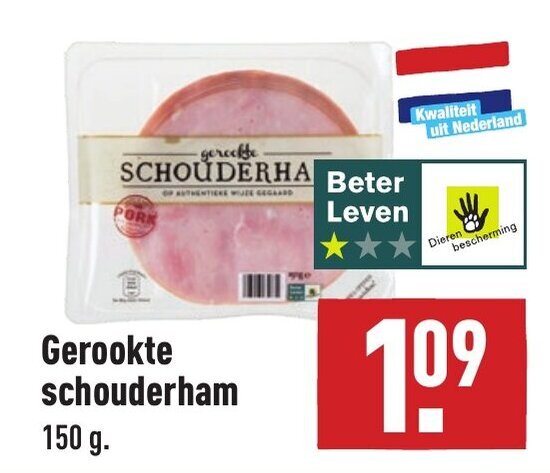 Gerookte schouderham 150g aanbieding bij ALDI