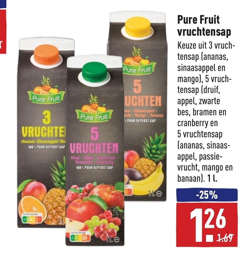 Pure fruit vruchtensap aanbieding bij ALDI
