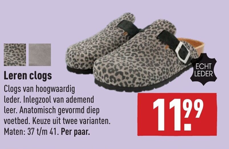 Leren clogs aanbieding bij ALDI
