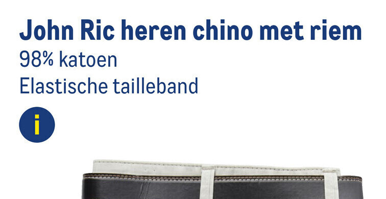 John Ric heren chino met riem aanbieding bij Makro