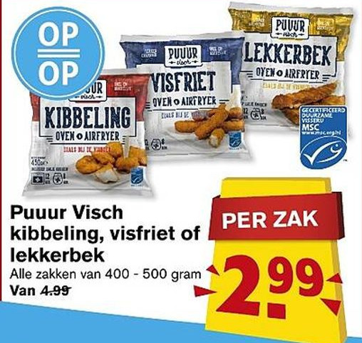 Puuur Visch kibbeling, visfriet of lekkerbek aanbieding bij Hoogvliet