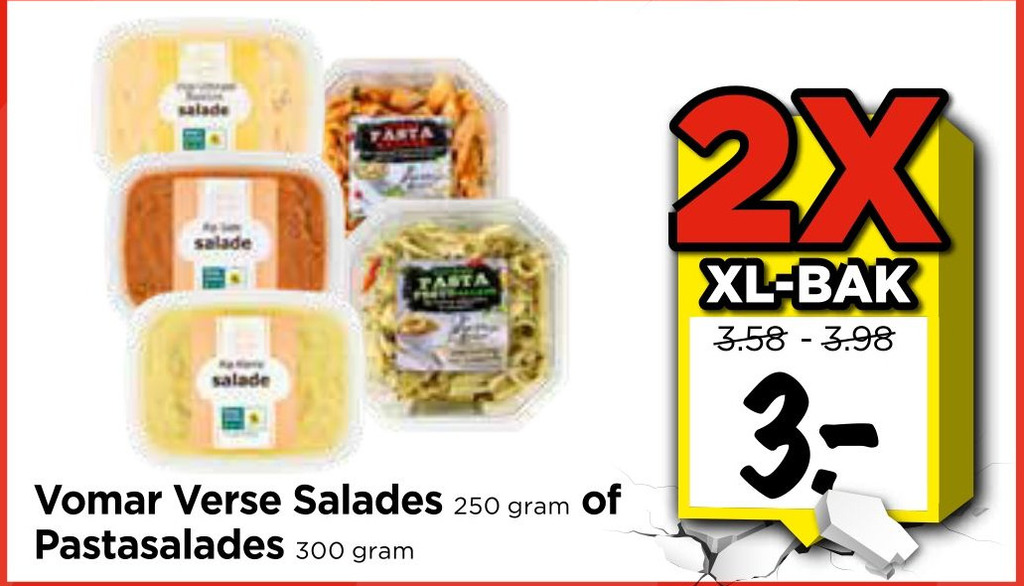 Vomar Verse Salades of Pastasalades aanbieding bij Vomar Voordeelmarkt