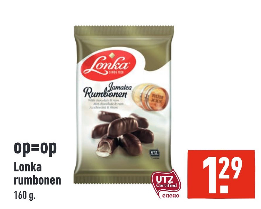 Lonka rumbonen 160 g. aanbieding bij ALDI
