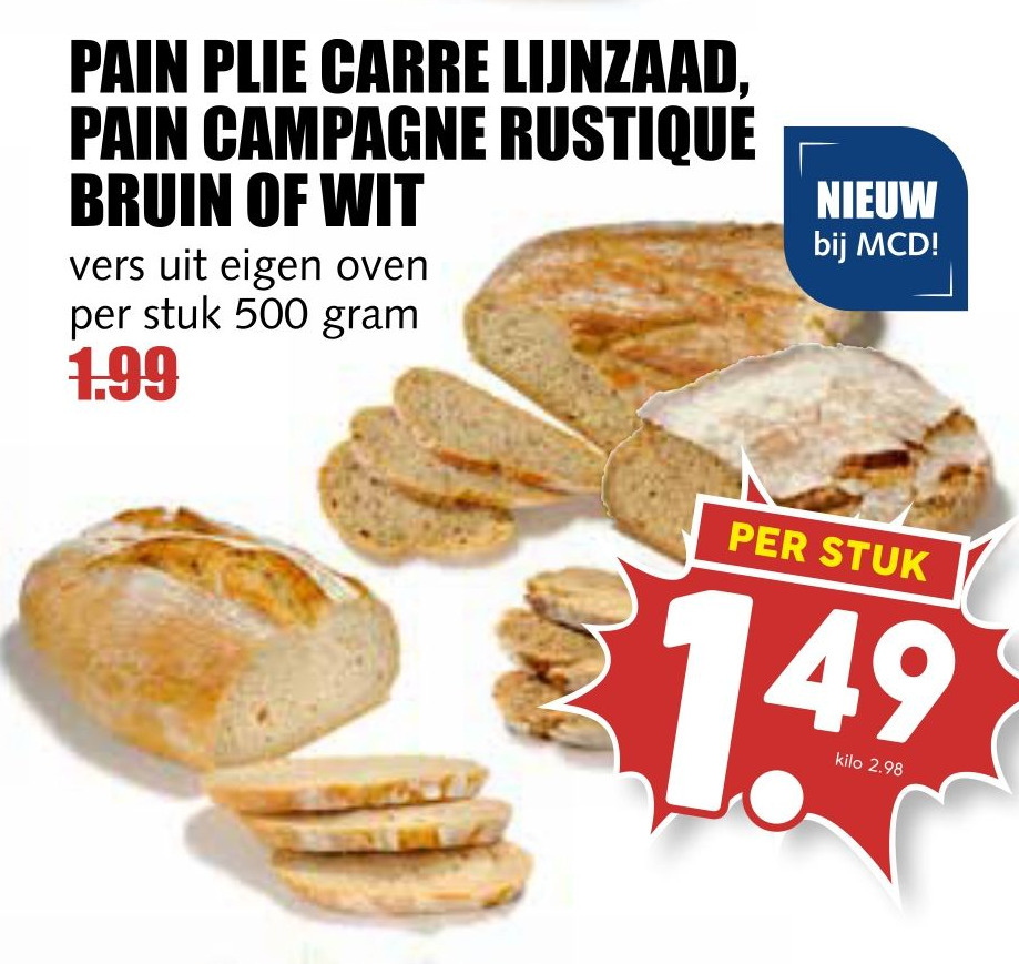 PAIN PLIE CARRE LIJNZAAD, PAIN CAMPAGNE RUSTIQUE BRUIN OF WIT ...