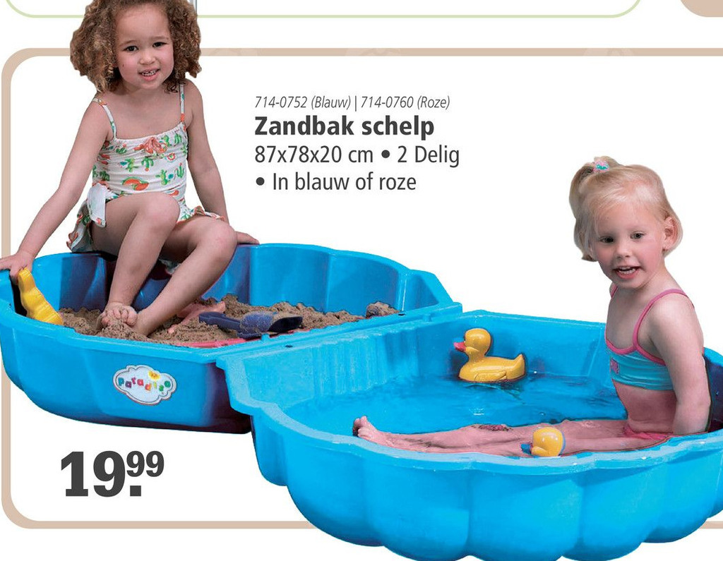 Zandbak schelp aanbieding bij Marskramer