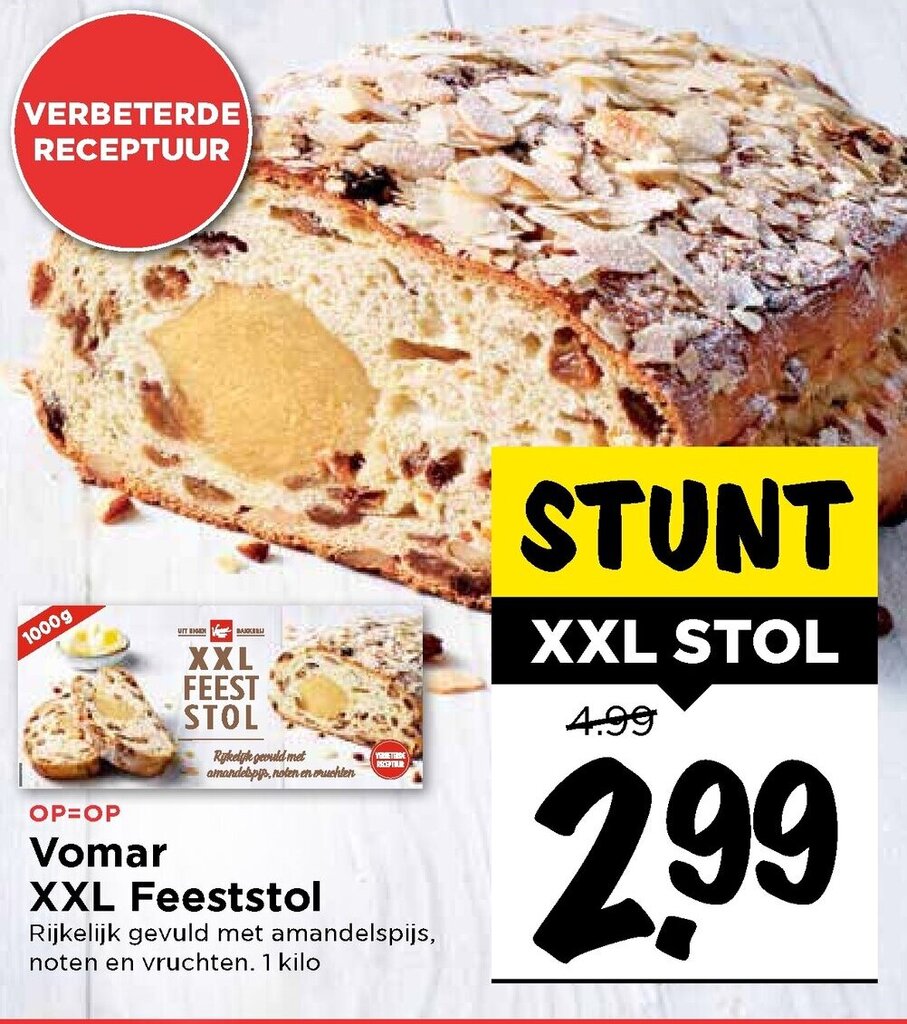 Vomar XXL Feeststol 1kg aanbieding bij Vomar Voordeelmarkt